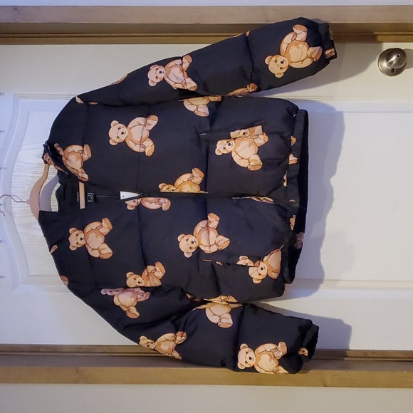 Forever 21 | Jackets & Coats | Forever 2 Black Teddy Bear Printed ...